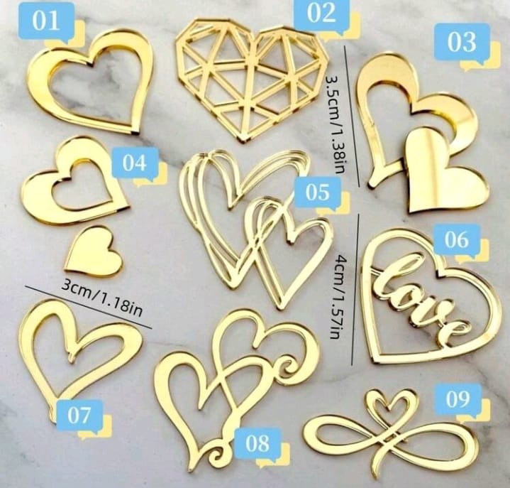 9pc Acrylic Cake Topper Hearts – Lamay