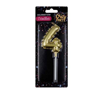 Nr 4 Birthday Balloon Candle Gold – Lamay