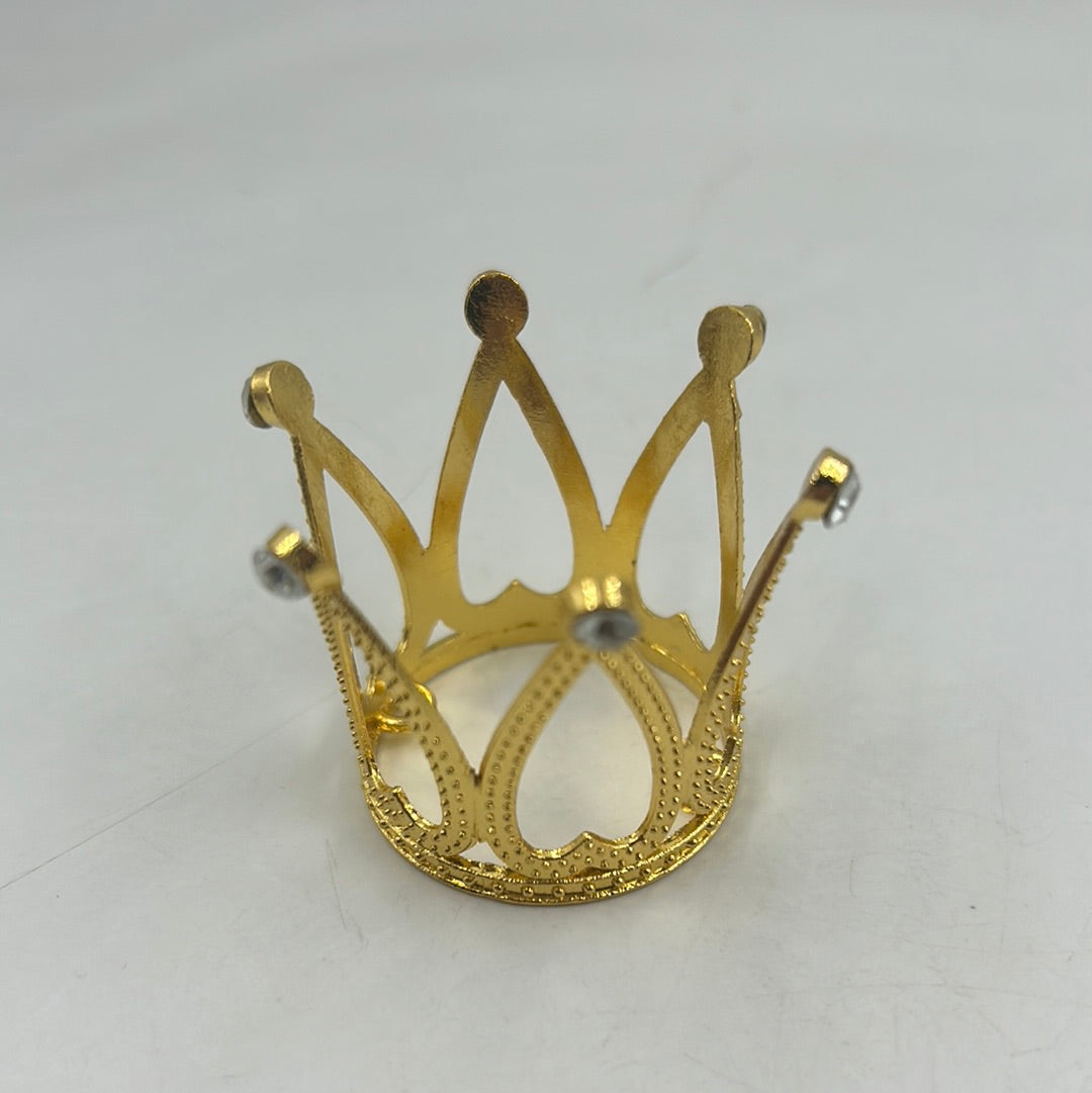 Plastic Diamante Tiara Cupcake Topper Gold 1pc – Lamay
