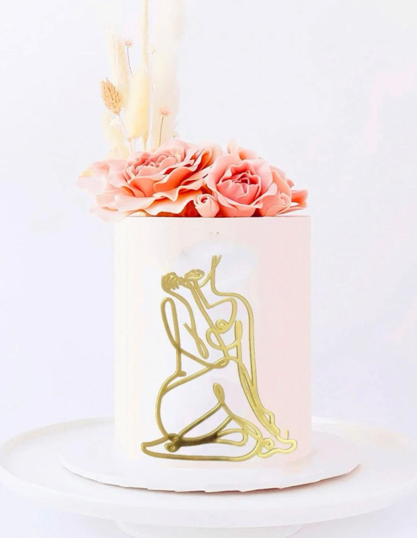 GG Line Art Abstract Acrylic Cake Topper Lady – Lamay