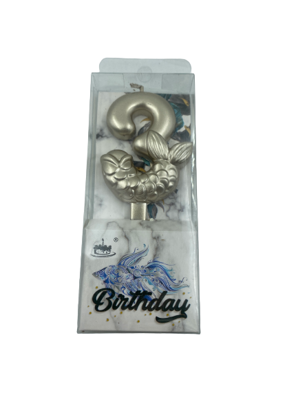 Nr3 Birthday Candle Mermaid Gold – Lamay