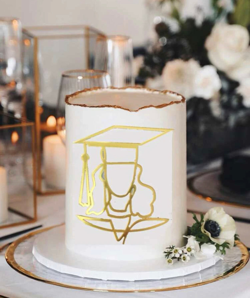 AA Line Art Abstract Acrylic Cake Topper Graduation Gold – Lamay