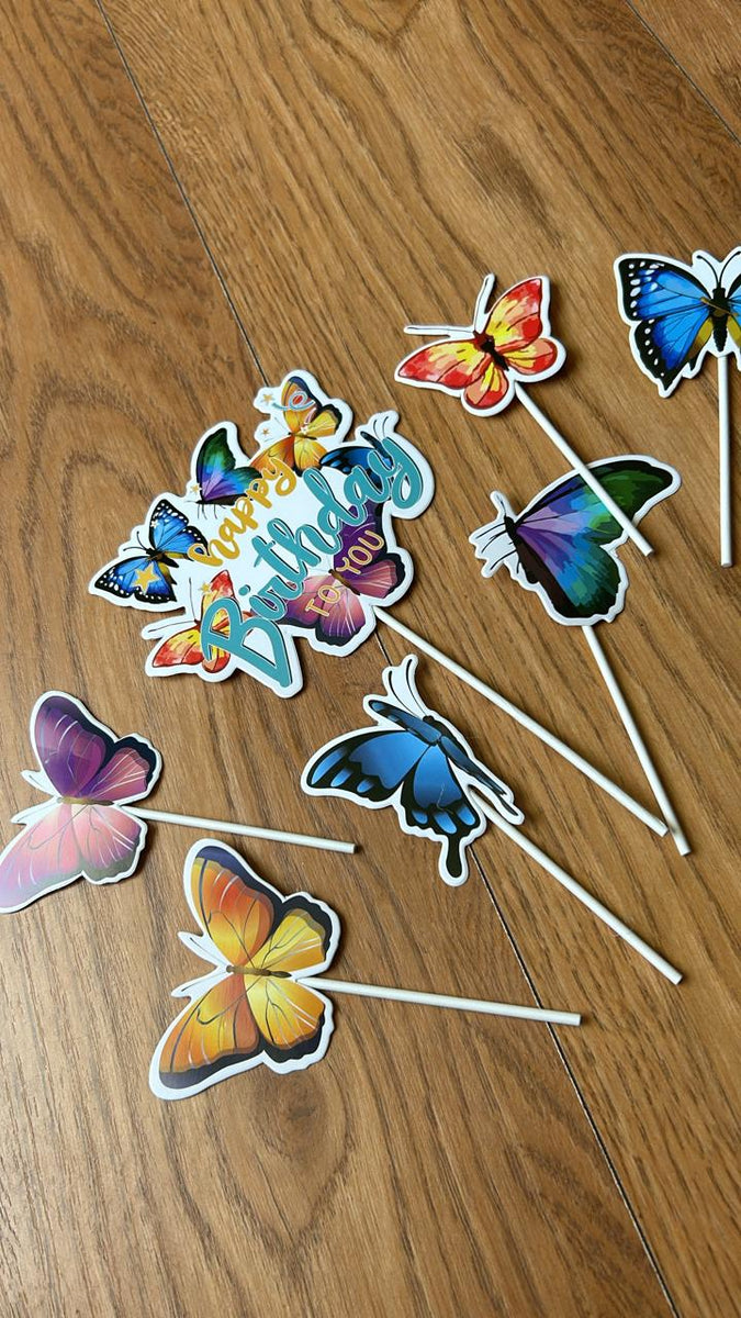 Cardboard Cake Topper Happy Birthday To You Butterfly – Lamay
