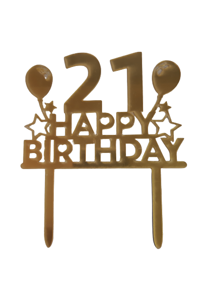 Nr269 Acrylic Cake Topper Happy Birthday 21st Gold – Lamay
