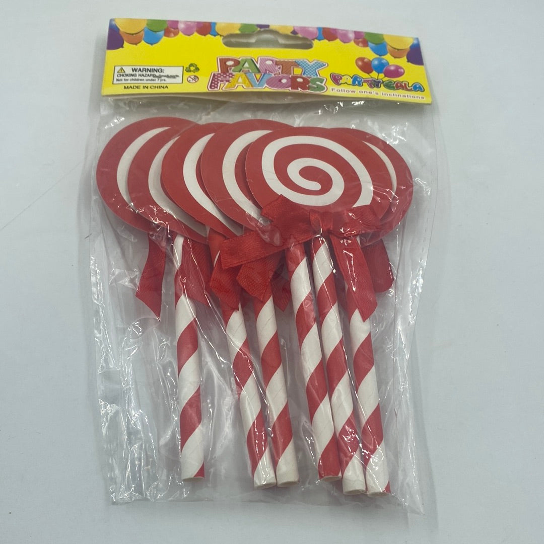 Red Lollipop Cardboard Cake Topper – Lamay