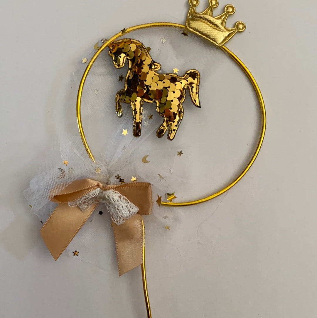 Unicorn cake topper, gold – Lamay