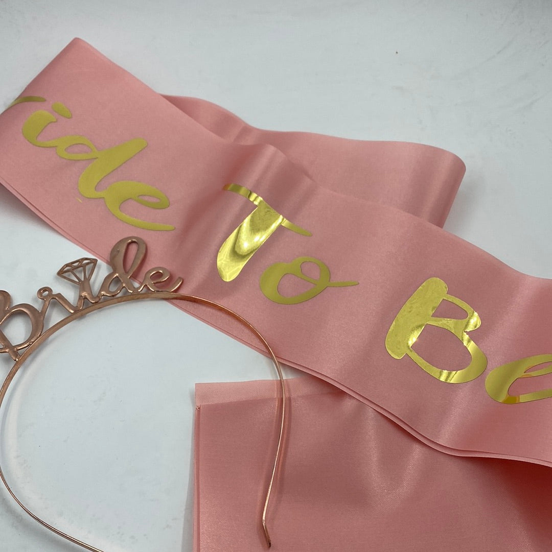 Bride Sash and Crown Rose Gold – Lamay