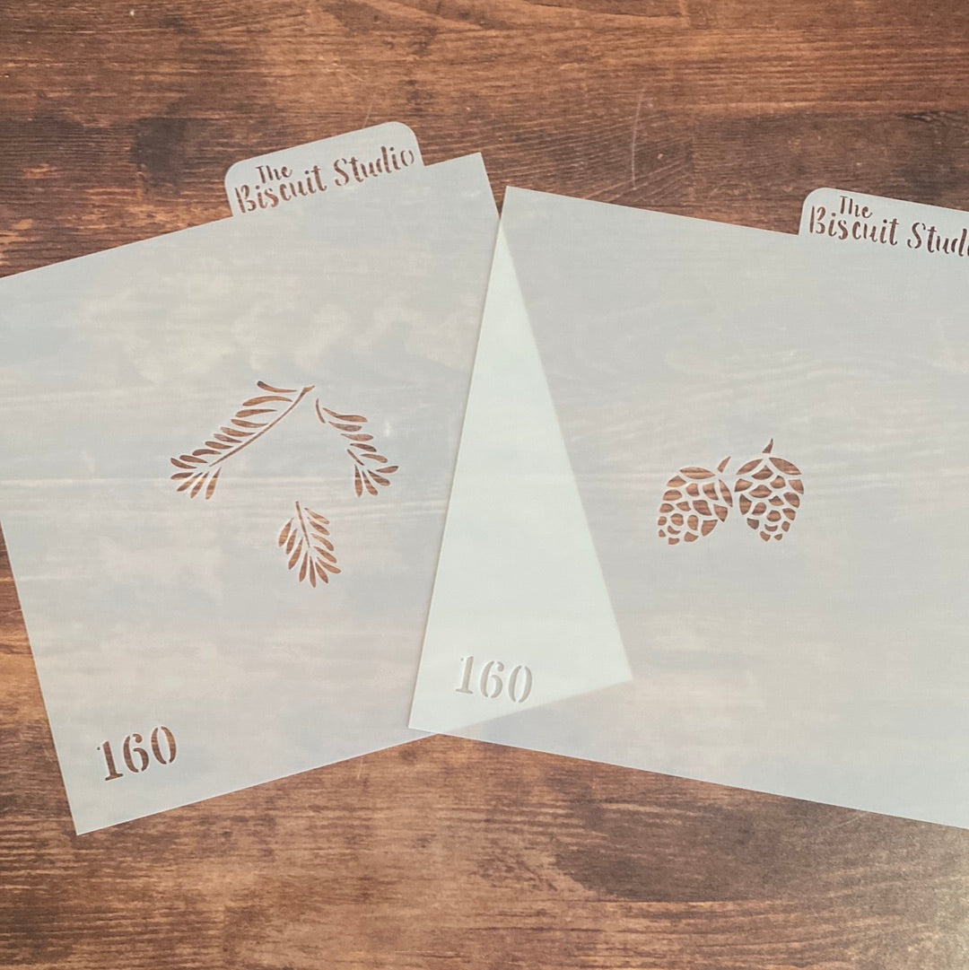 Nr160 Biscuit Studio, Christmas Leave and Acorn Stencil 2pc – Lamay